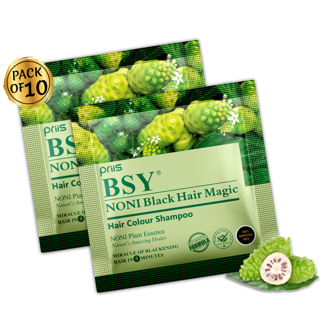 BSY Noni Black Hair Magic Shampoo | 10-Mins Hair Color | No Ammonia